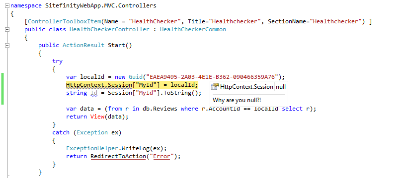 My first MVC widget & null session state. - Sitefinity - General Discussions - Progress ...